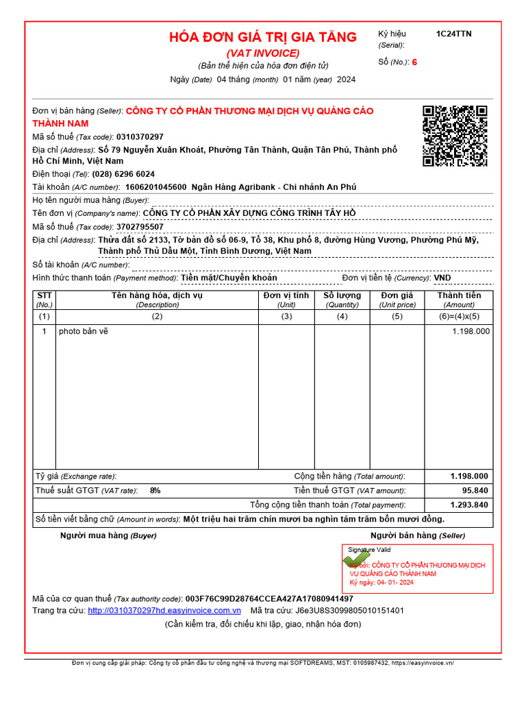 Hoadon 0310370297 1C24TTN 6 | PDF