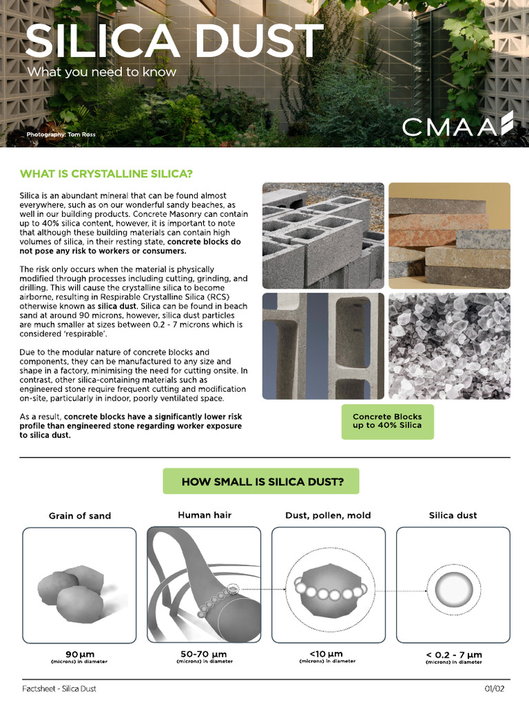 Silica Factsheet 2023 - CMAA | PDF | Silicon Dioxide | Concrete