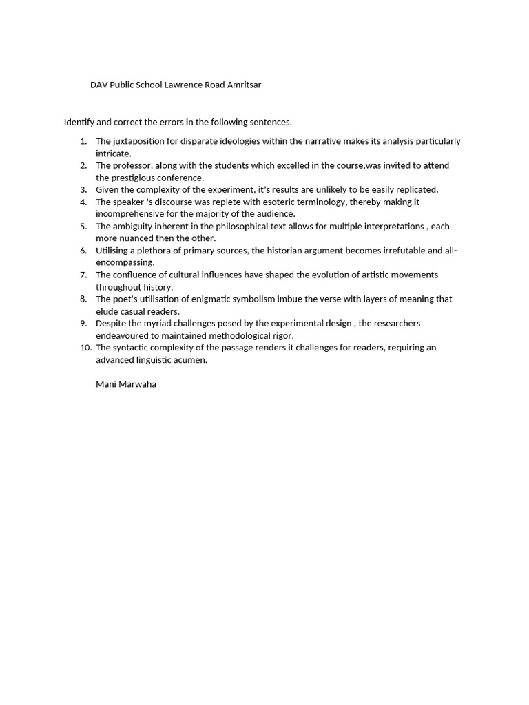 Identify Errors | PDF