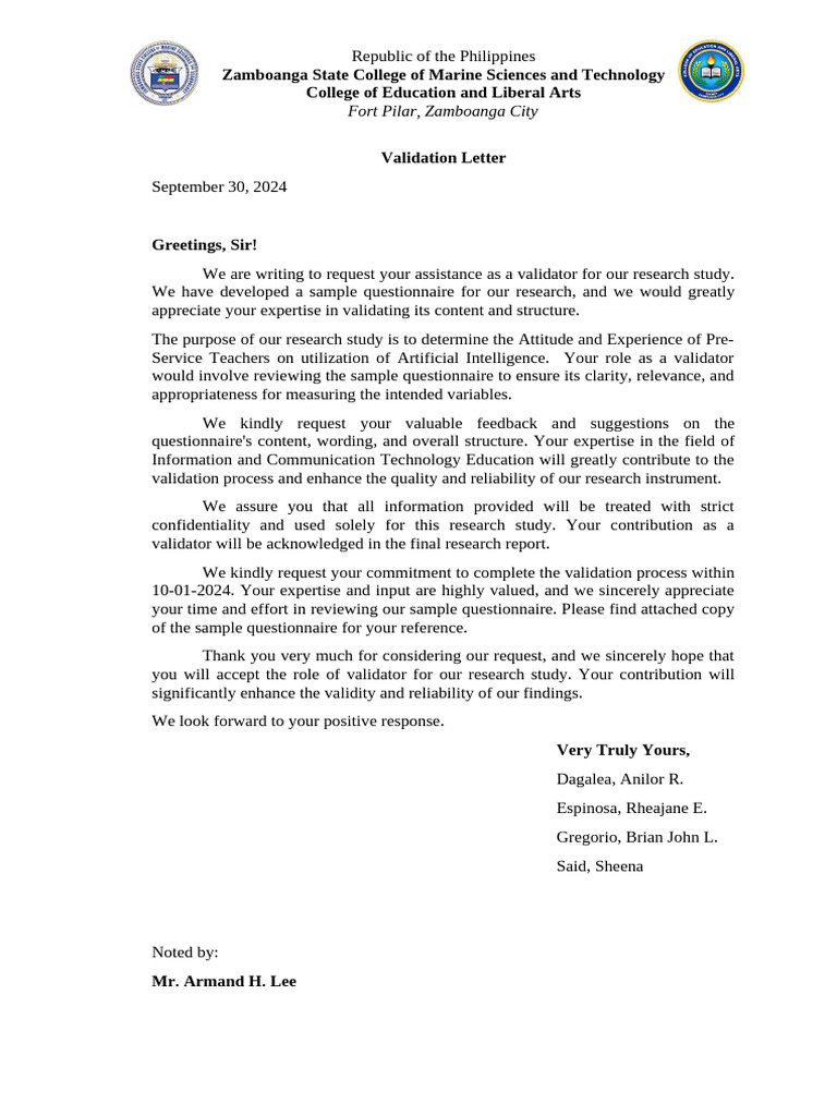 Validation Request for Research Study | PDF | Validity (Statistics ...