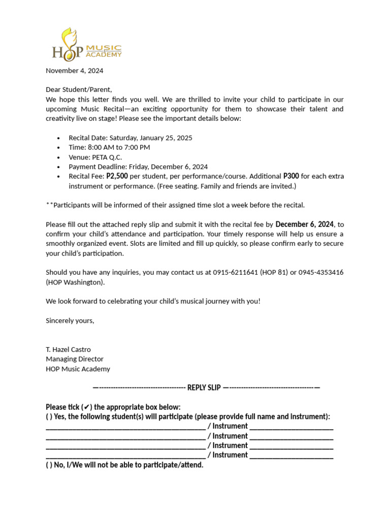 Recital Memo Draft | PDF | Foreign Language Studies | Art