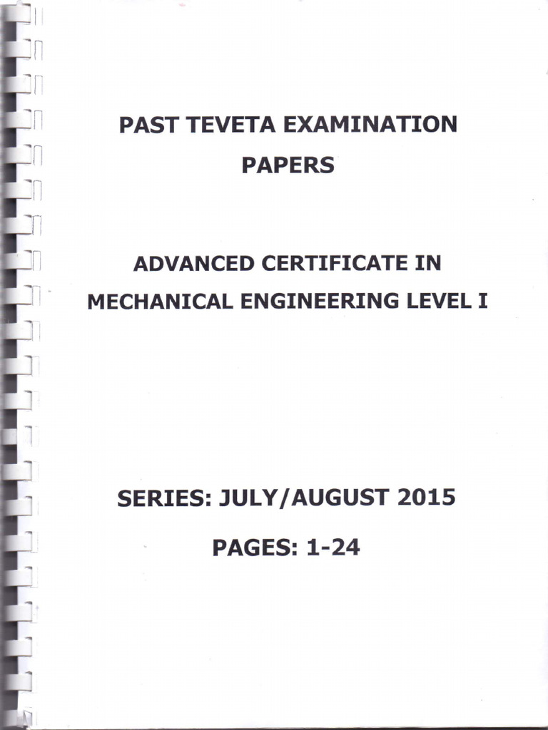 Advanced Certificate in Mechanical Engineering Level I Julyaugust 2015 ...