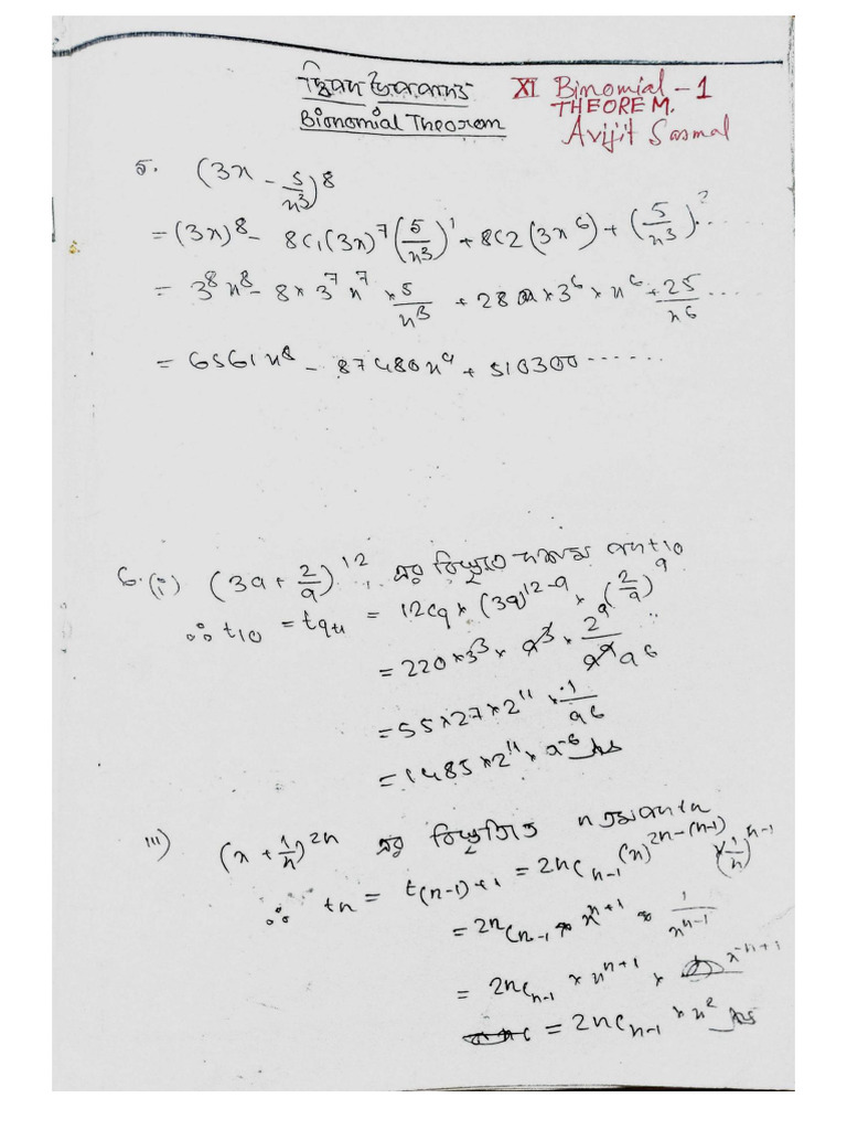 Binomial Theorem (Xi) | PDF