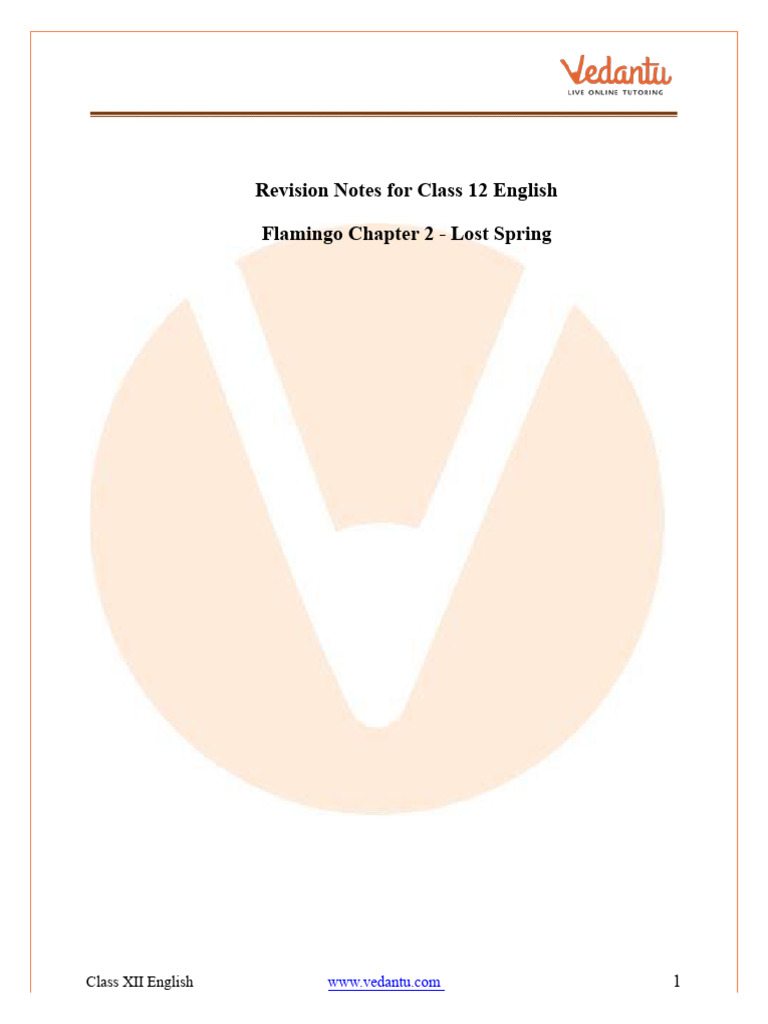 Lost Spring: Class 12 Flamingo Summary | PDF