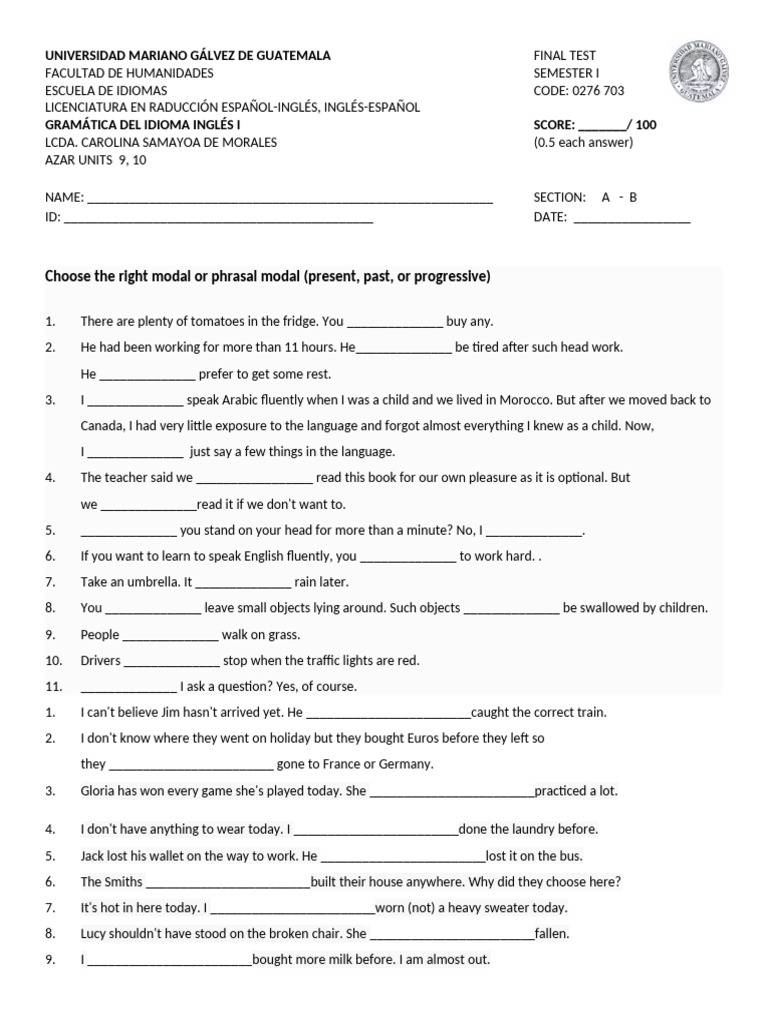 0276 742 - A - Recuperación Examen Avance I - Idioma Inglés - 15-07 ...