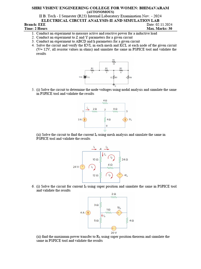 Eca2_ Lab Internal Qp | PDF | Electrical Network | Electrical Engineering