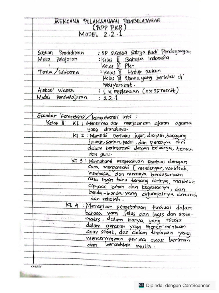 RPP PKR Model 221 Dan Format 2 Siti Nurdiana (859898408) | PDF