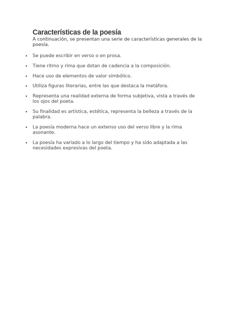 Características Esenciales de la Poesía | PDF | Clásicos