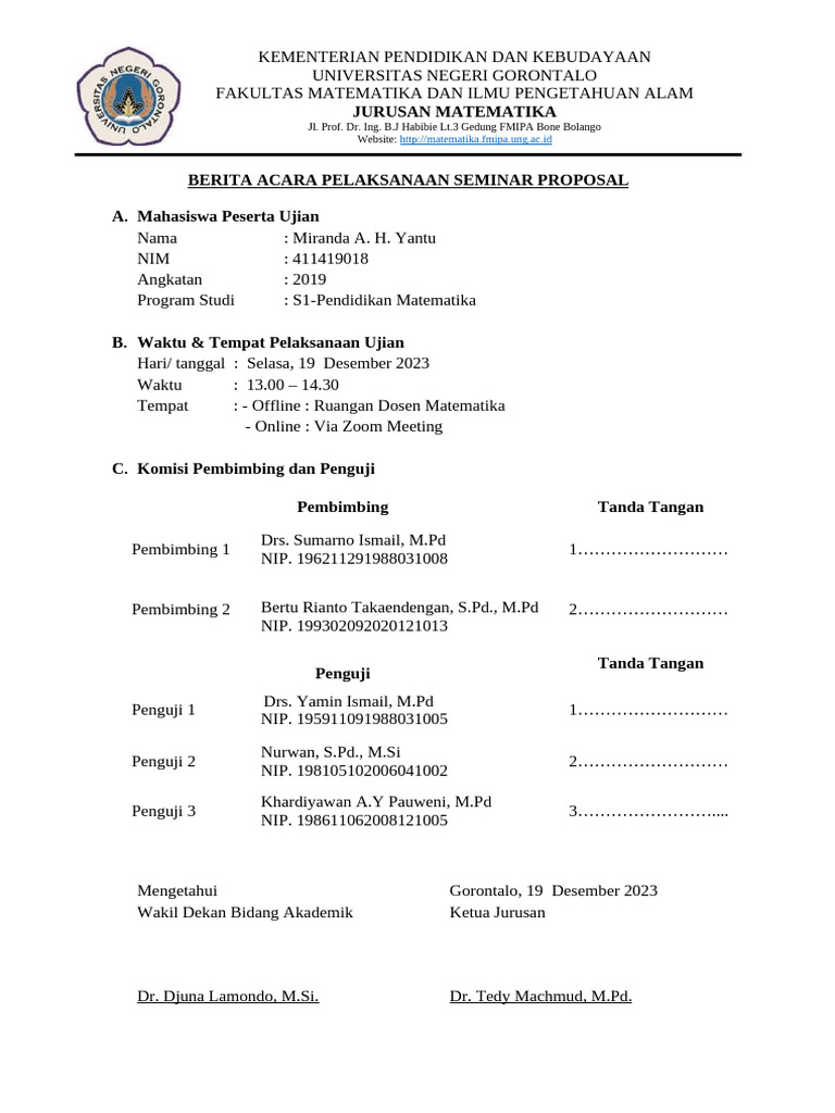 Berita Acara Proposal | PDF