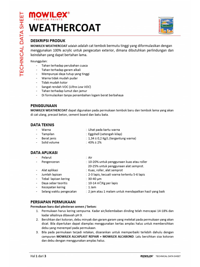 TDS Mowilex Weathercoat | PDF