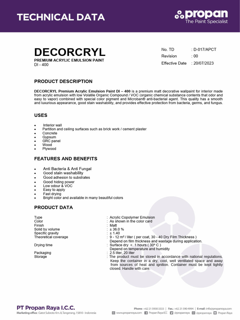 DECORCRYL-DI-400 | PDF | Paint | Acrylic Paint