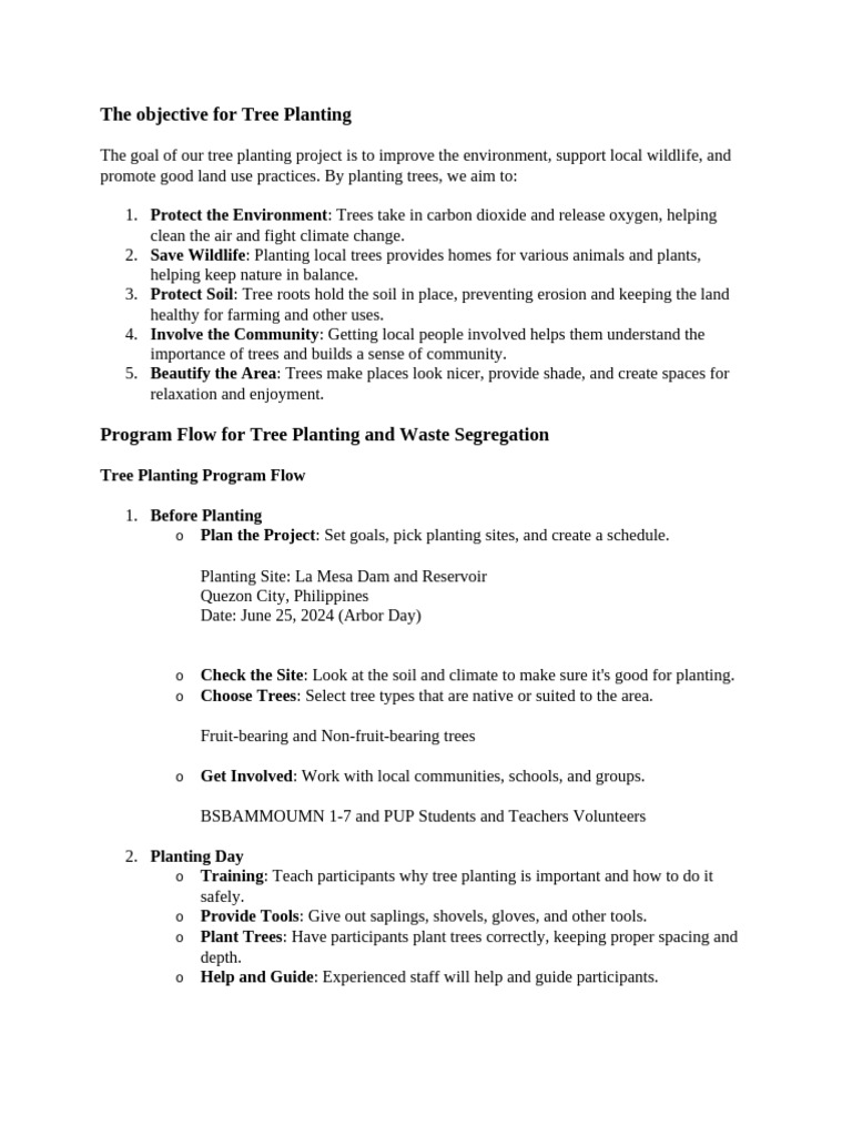 CWTS Tree Planting and Waste Segregation | PDF | Trees | Waste
