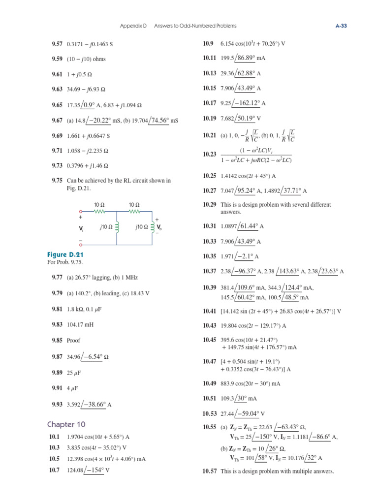 Sadiku CH-10-ANS | PDF | Metrology | Electronics