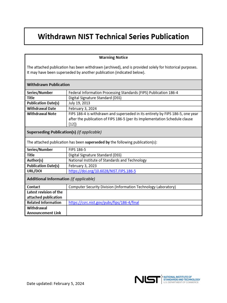 Nist Fips 186-4 | PDF | Public Key Cryptography | Cryptography