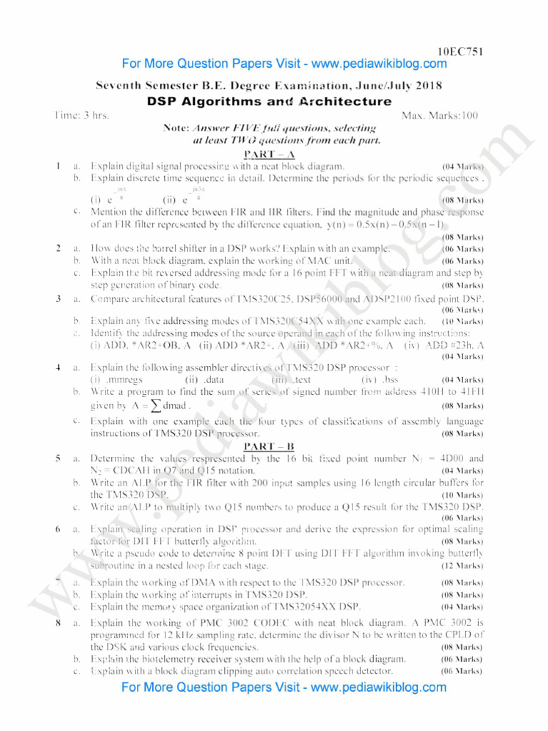DSP Algorithm July 2018 (2010 Scheme) | PDF