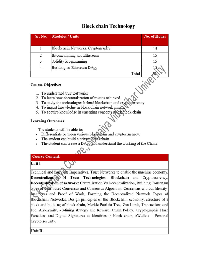 MSC Blockchain Technology Sem III Syllabus | PDF | Games & Activities | Computers
