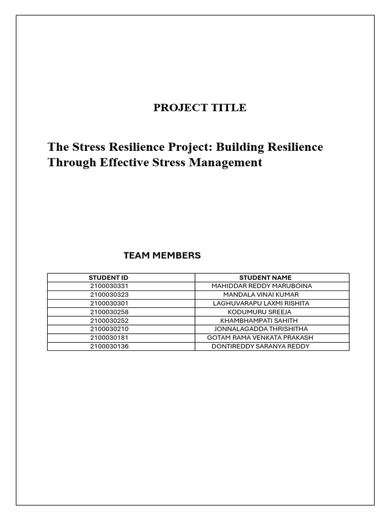 The Stress Resilience Project | PDF | Stress (Biology) | Psychological ...
