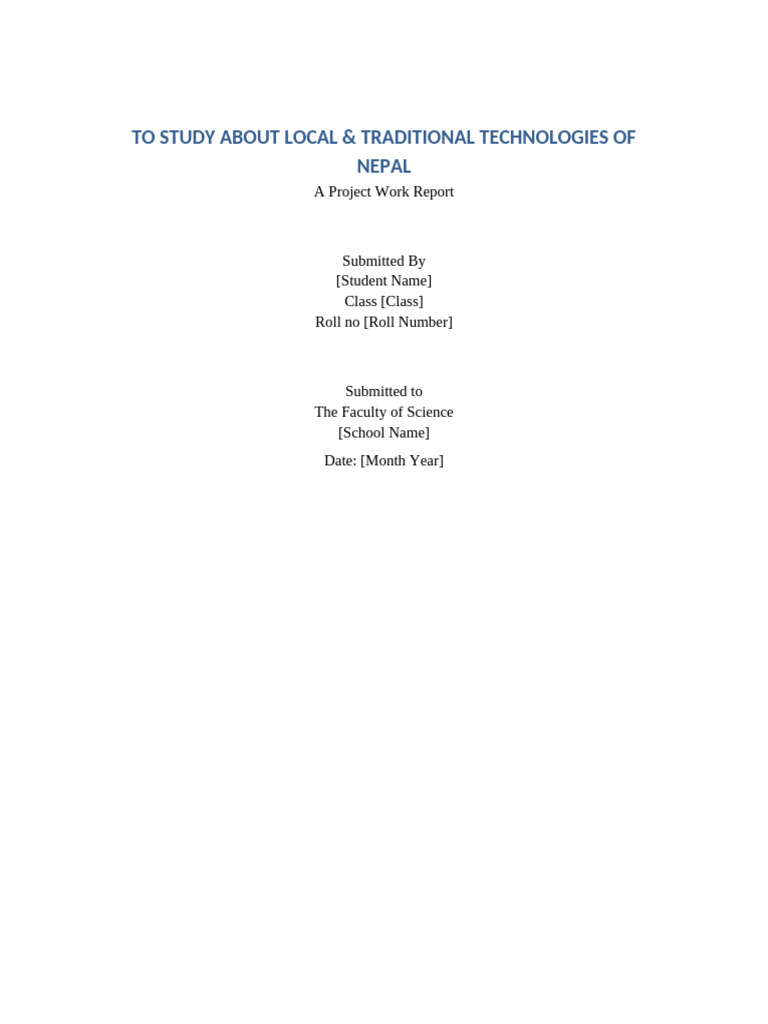 Local & Traditional Technologies of Nepal Project Work | PDF ...