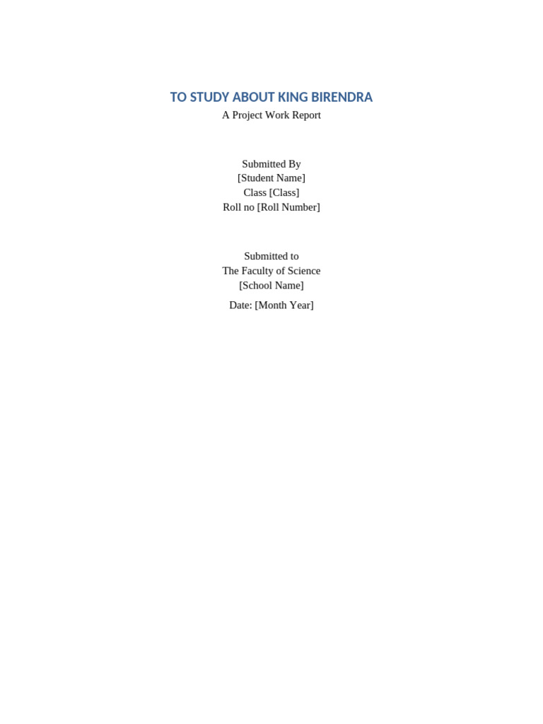 Student Report on King Birendra | PDF | Data | Nepal