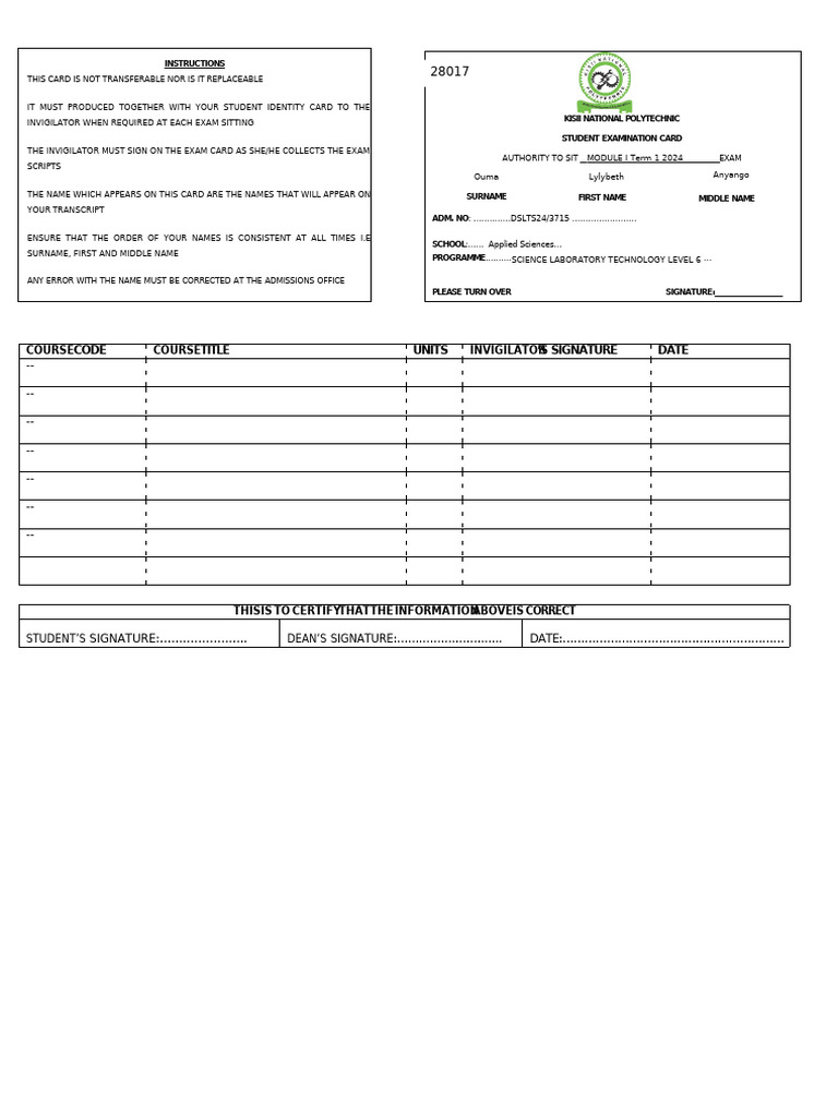 ExamCard_20241115141624 | PDF