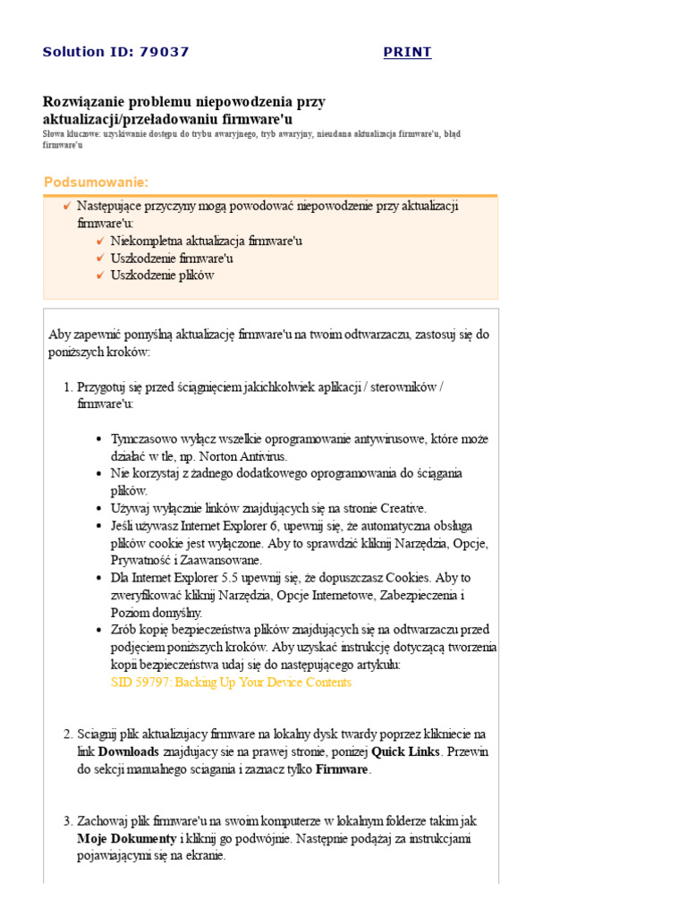 Rozwi-Àzanie Problemu Niepowodzenia Przy Aktualizacji - Prze+éadowaniu Firmware'u | PDF