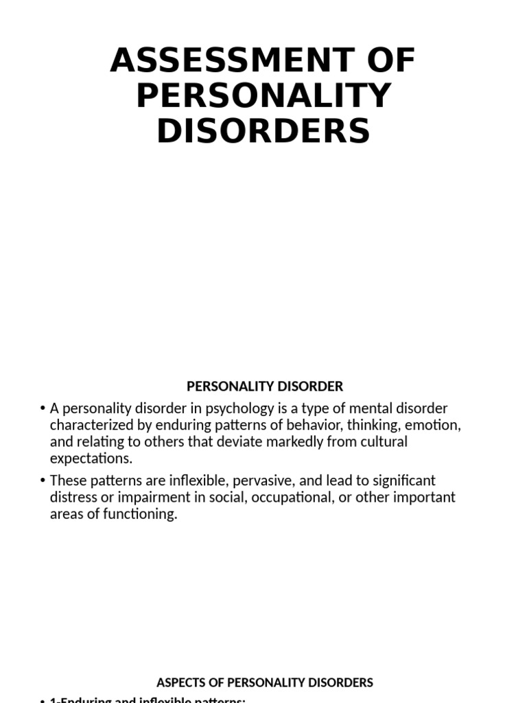 Assessment of Personality Disorders | PDF | Personality Disorder ...