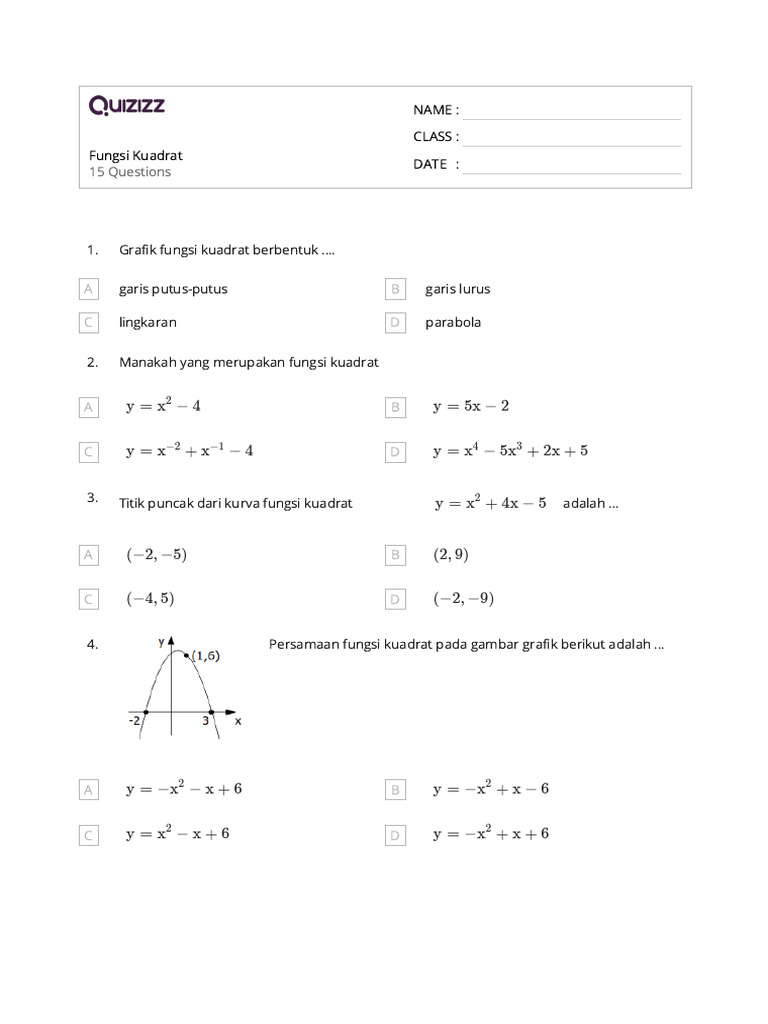 Fungsi Kuadrat | PDF | Metode & Bahan Ajar