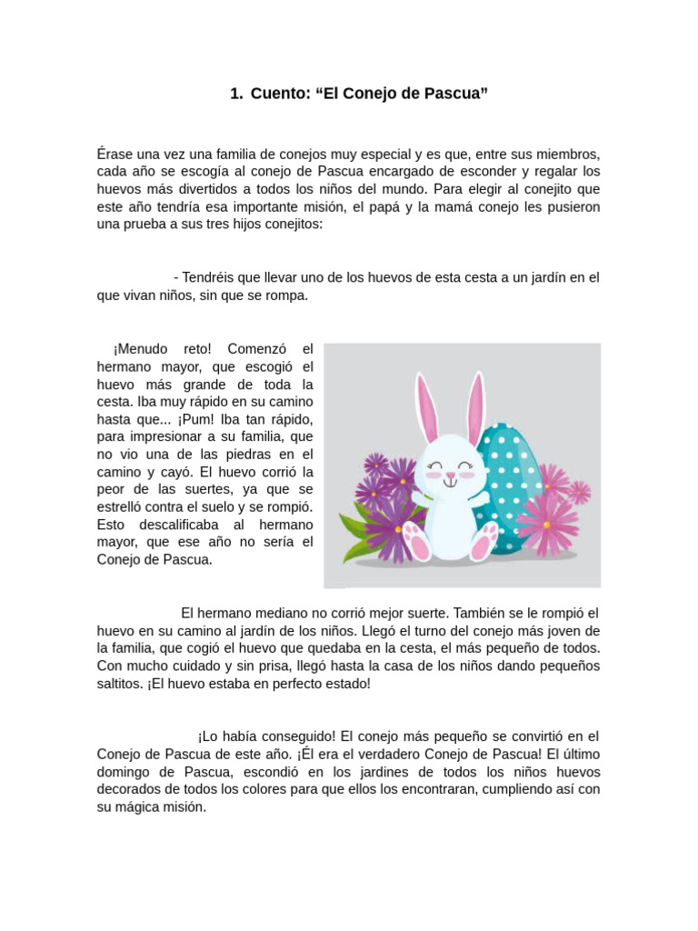 Cuento Conejo Pascua Inglés / Español | PDF