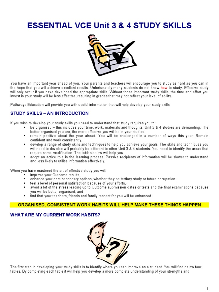 Essential Vce Unit 3 & 4 Study Skills | Download Free PDF | Study ...