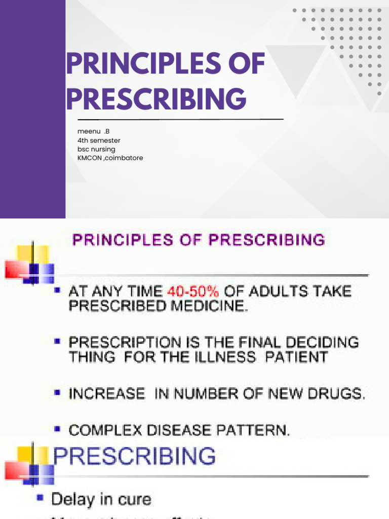 Principles of Prescribing PDF | PDF