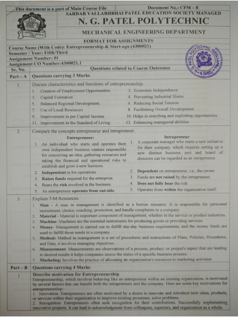 ENT&S Eng. Assignments | PDF