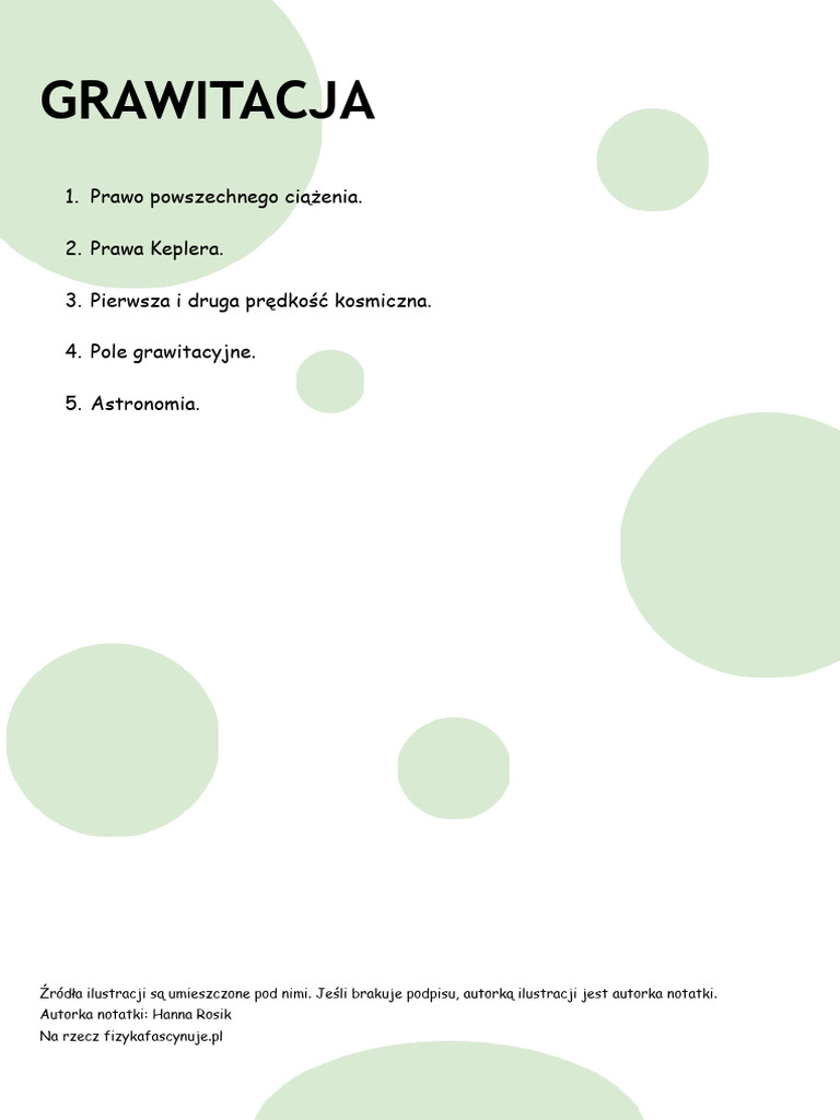 Notatki Grawitacja | PDF