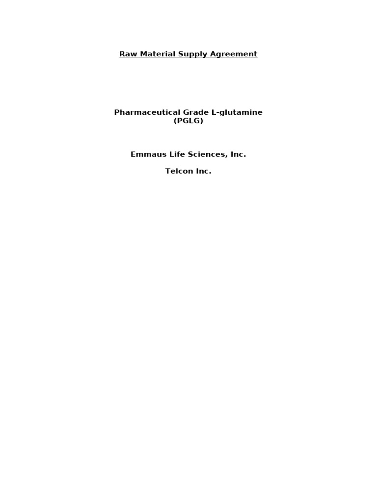 Raw Material Supply Agreement | PDF | Breach Of Contract | Non ...