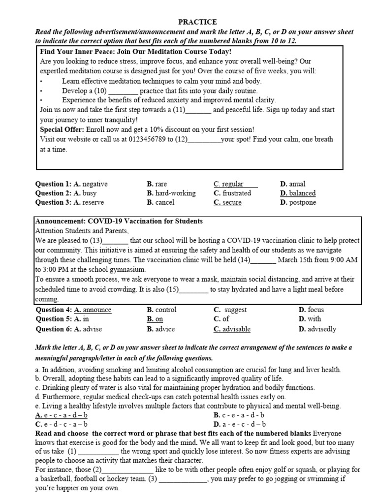 KEY PRACTICE TEST | PDF | Coca Cola