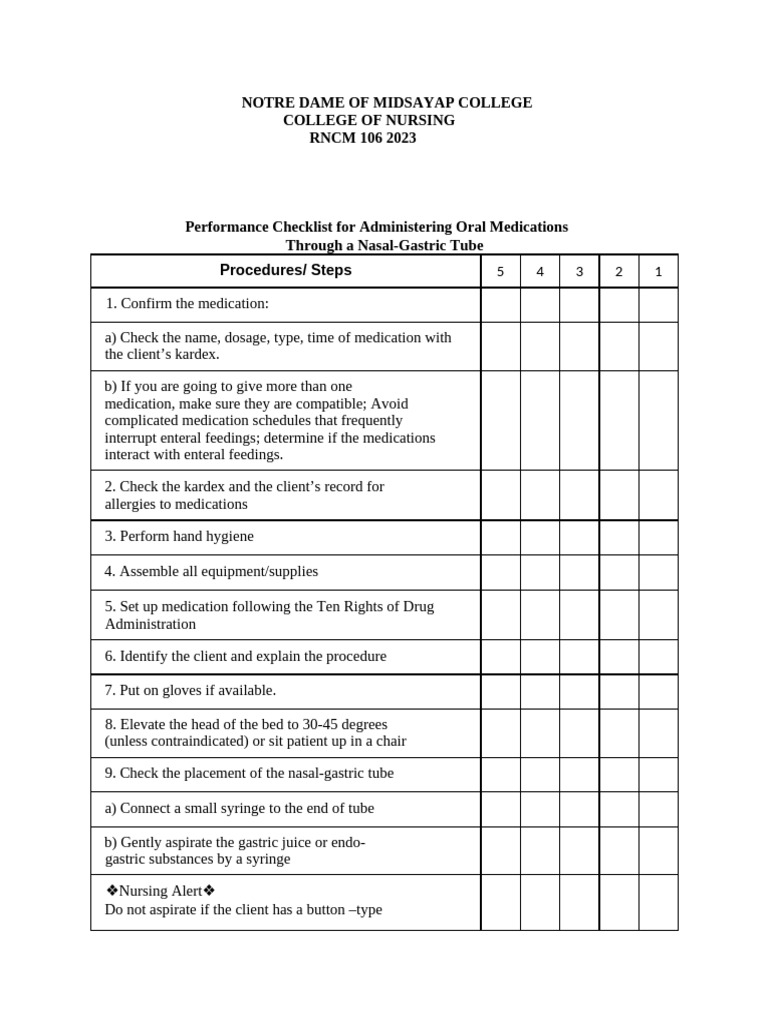 Administering Oral Meds Through NGT | PDF | Health Care | Medical ...