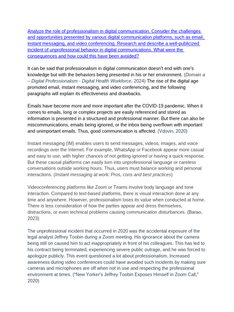 Professionalism in Digital Communication | PDF | Communication ...