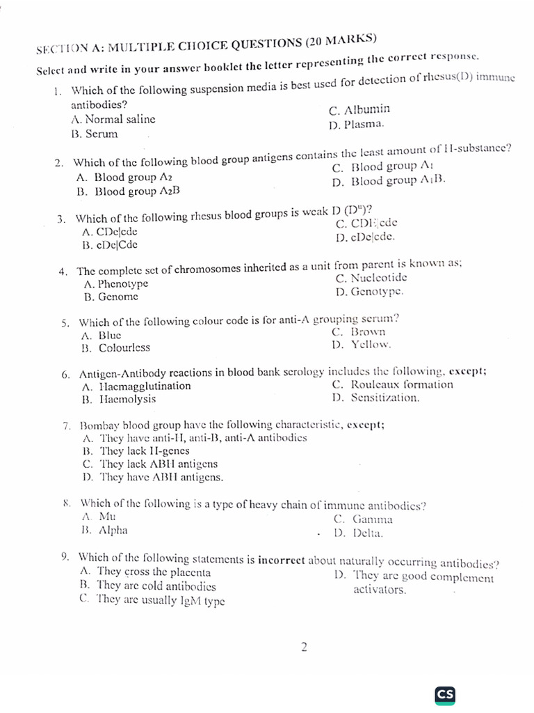 Blood Transfusion Test | PDF