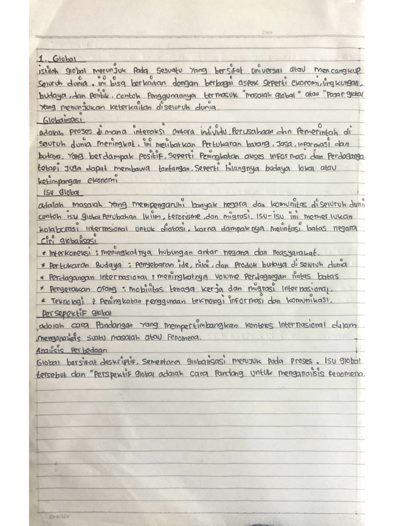 Tugas Perspektif Global 1 Intan | PDF