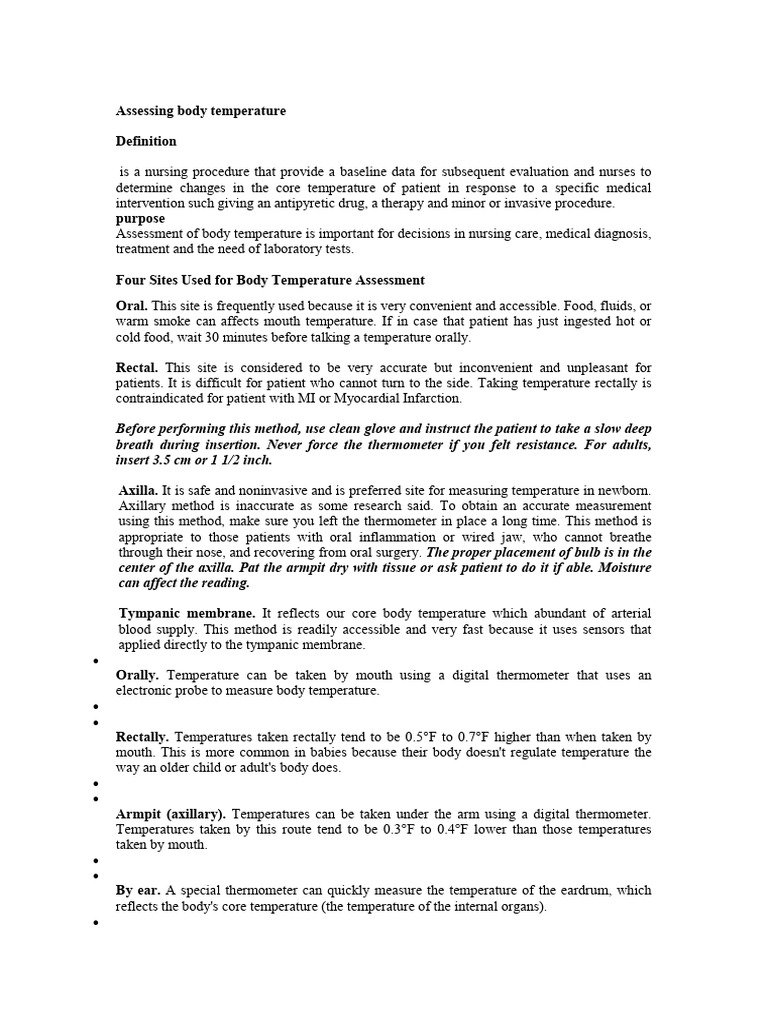 Assessing Body Temperature | PDF | Pulse | Blood Pressure