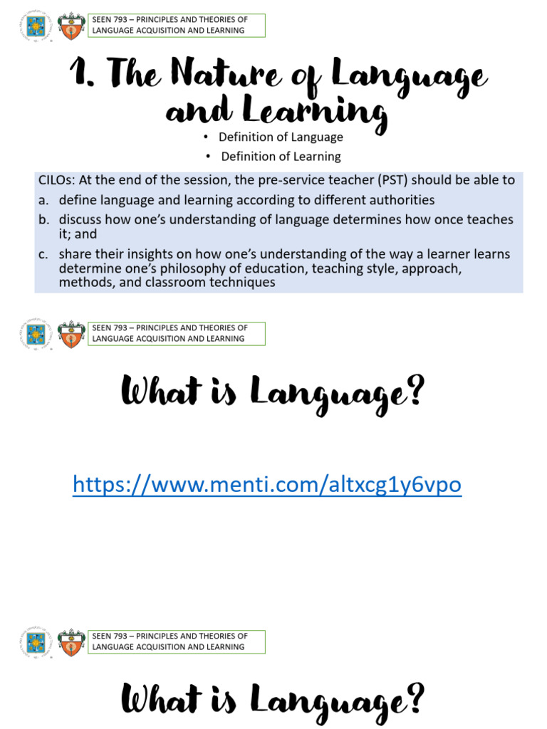 Week1-2 - The Nature of Language and Learning | PDF | Second Language Acquisition | Language ...