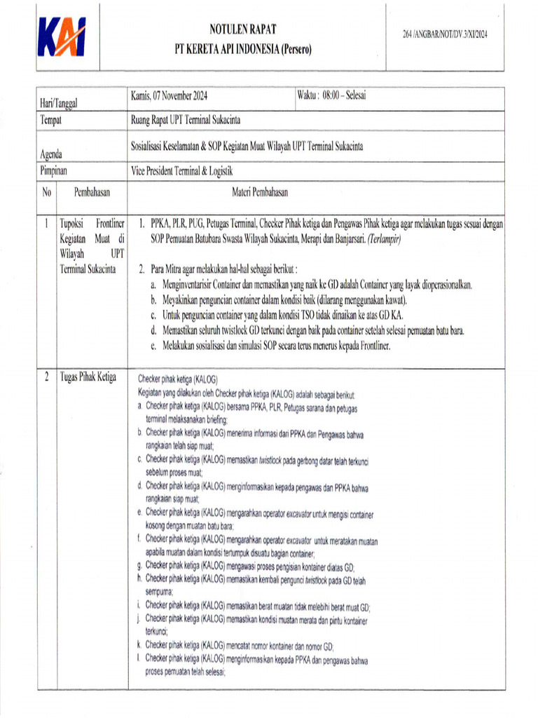 Sosialisasi Keselamatan & SOP Kegiatan Muat Wilayah UPT Terminal ...