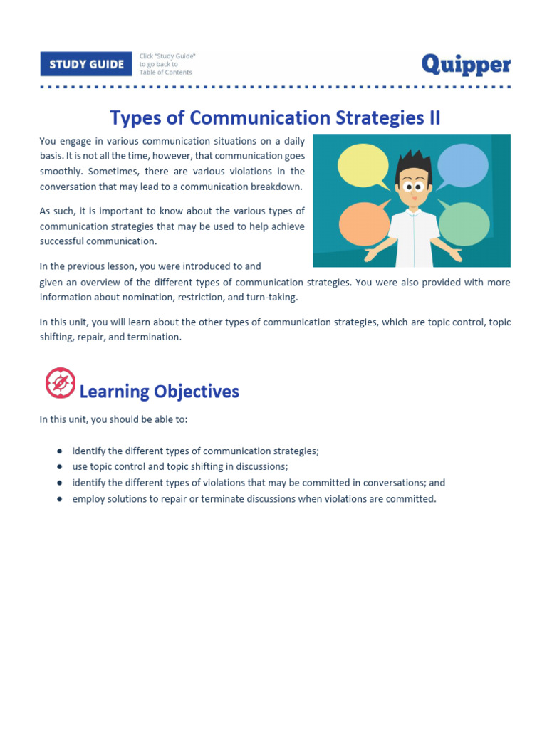 TYPES O.-Types of Communication Strategies II-02 | PDF | Communication ...