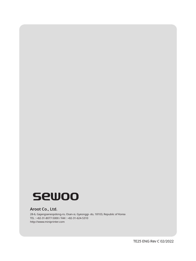 Sewoo Slk-Te25 User's Manual Eng | PDF | Printer (Computing) | Power Supply