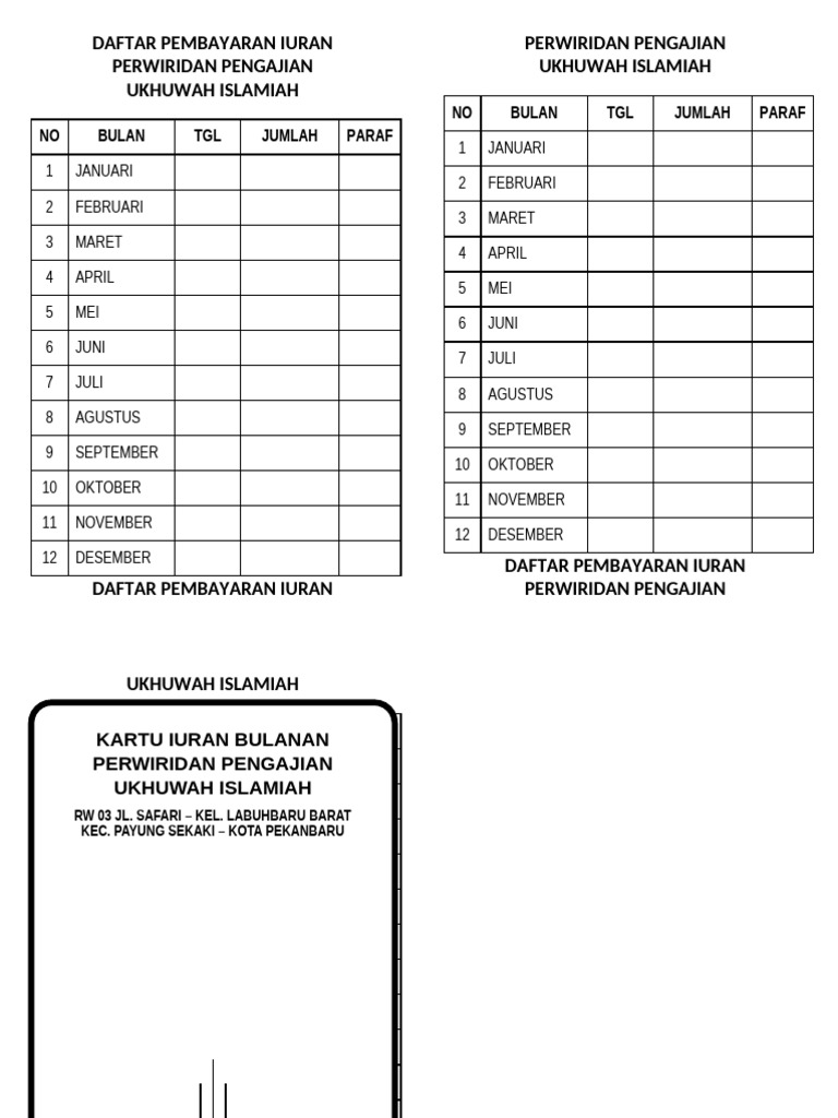 Daftar Pembayaran Iuran | PDF