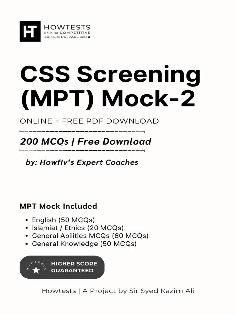 CSS Screening (MPT) Mock 24 | PDF | Adverb | Adjective