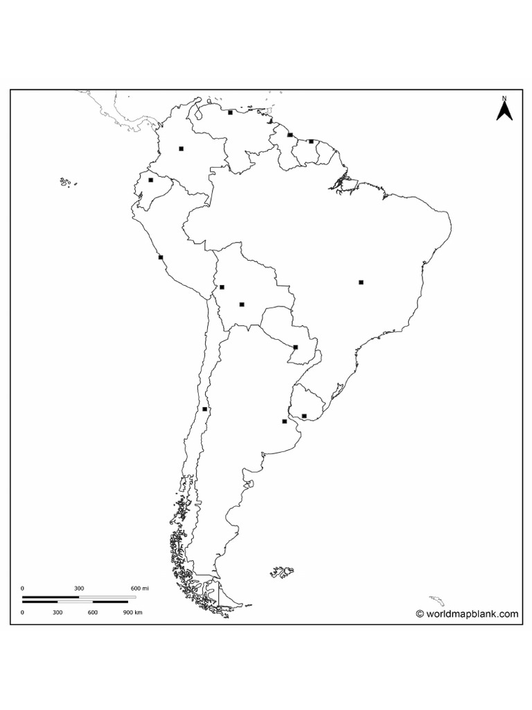 Blank Map of South America With Countries and Capitals | PDF