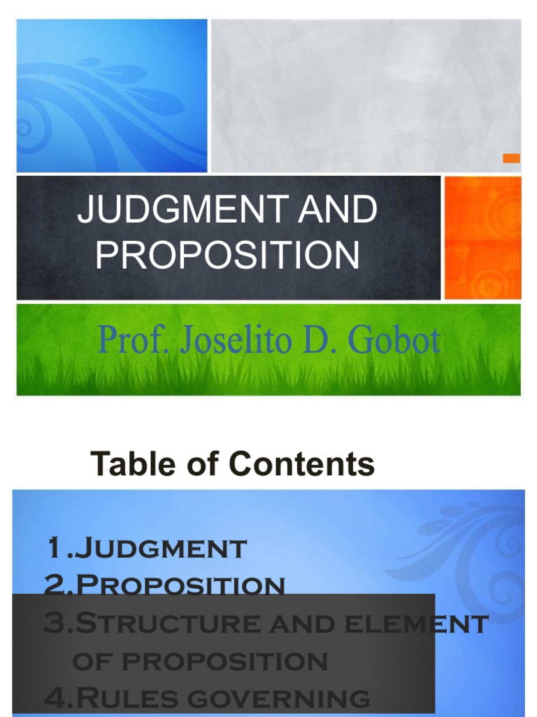 Logic Judgment | PDF | Proposition | Predicate (Grammar)