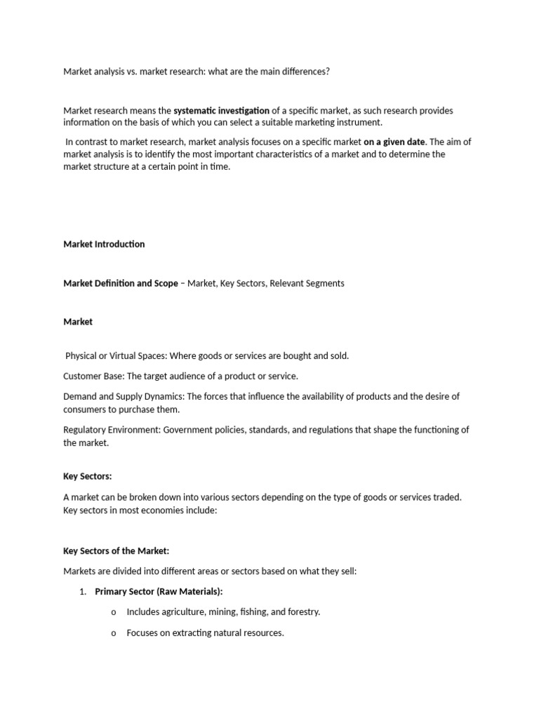 Notes For Market Analysis | PDF | Market Segmentation | Market (Economics)