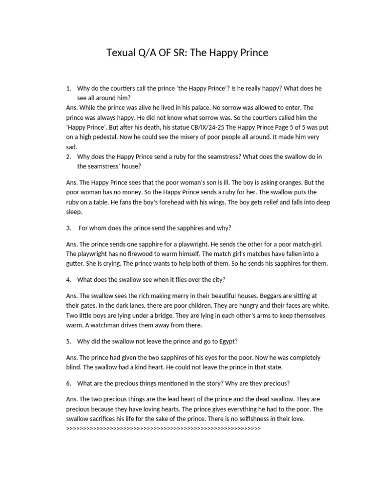 TB Qa of The Happy Prince | PDF | Art