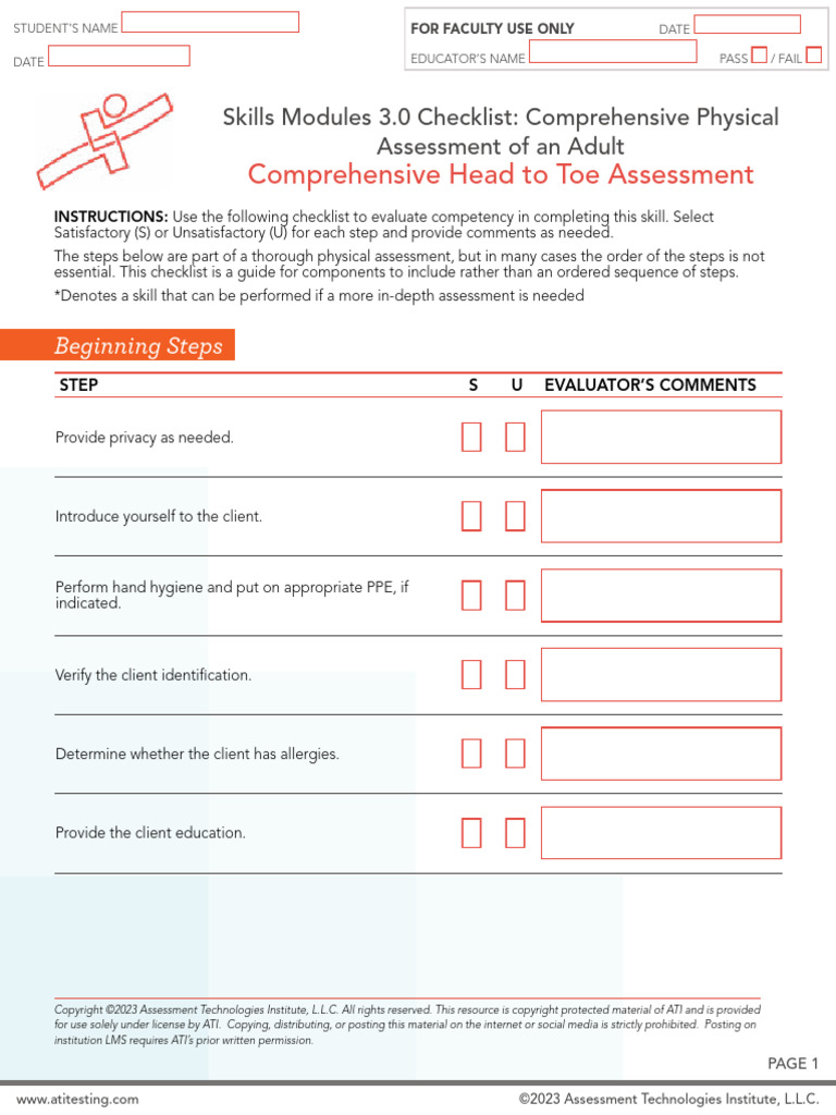 Ati - Comprehensive Physical Assessment of An Adult - Comprehensive ...